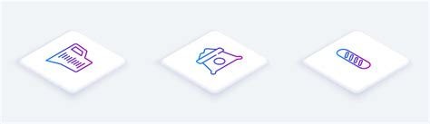 이소메트릭 라인 측정 컵 밀가루 봉지 프렌치 바게트 빵을 설정합니다 흰색 정사각형 버튼 벡터 3차원 형태에 대한 스톡 벡터 아트 및 기타 이미지 Istock