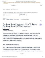 How To Open Aadhaar Card PDF File Password Complete Guide Course Hero