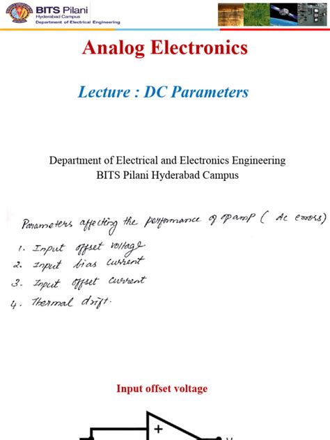 Analog Lecture Dc Parameters Cms Pdf Operational Amplifier