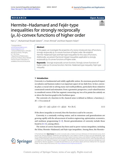 Pdf Hermite Hadamard And Fejér Type Inequalities For Strongly Reciprocally P H Convex