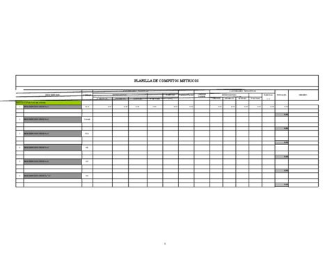 Planilla De Computos Metricos Ejemplo Pdf