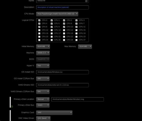 only 1 cpu showing in windows 10 vm engine kvm unraid