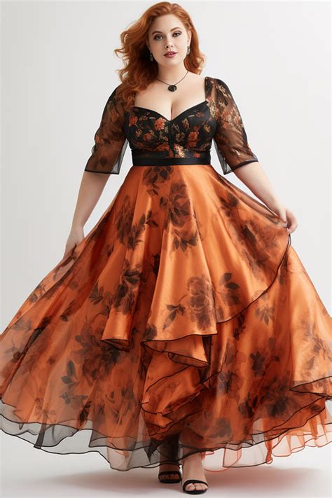 Plus Size Orange Dresses Fb