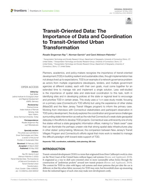 PDF Transit Oriented Data The Importance Of Data And Coordination To Transit Oriented Urban