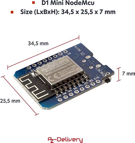 azdelivery 3 x d1 mini nodemcu met esp8266 12f wlan module ch340g lua