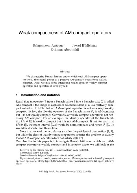Pdf Weak Compactness Of Am Compact Operators