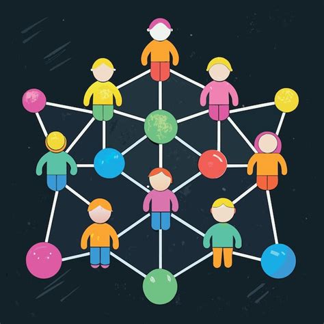 Social Network Connect Or Relation Concept Game Plastic Figure On Colorful Pastel Chalk Line