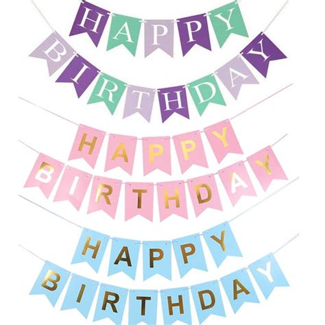 생일 축하 배너 생일 파티 장식을위한 핑크 블루 매달려 플래그 키즈 그릴은 종이 멧새 갈 랜드를 선호한다배너 스트리머 And 컨페티 Aliexpress