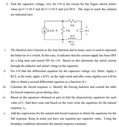 Solved Find The Capacitor Voltage V T For The Circuit For Chegg