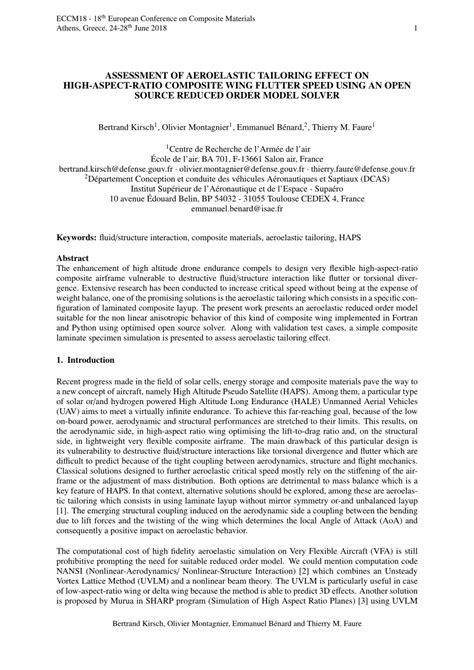 Pdf Assessment Of Aeroelastic Tailoring Effect On High Aspect Ratio