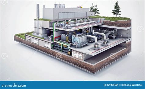 Detailed Cutaway Illustration Of An Industrial Facility With Underground Layers Showing Oil