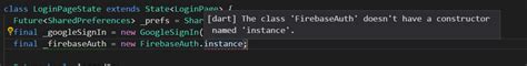 the class firebaseauth doesn t have a constructor named instance after creating