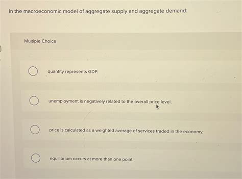 Solved In The Macroeconomic Model Of Aggregate Supply And