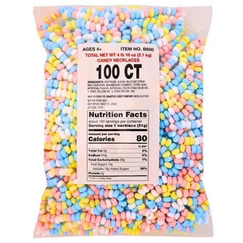 Smarties Candy Necklace Bulk Un Wrapped 100ct Candy Funhouse Us