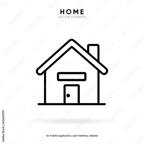 Vetor Do Stock Minimal Modern Home Homepage Base Main Page House Push Button Icon Emblem
