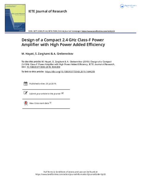 Pdf Design Of A Compact 24 Ghz Class F Power Amplifier With High Power Added Efficiency