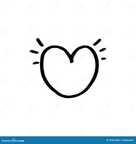 Vector Black Hand Drawn Heart Icon Stock Vector Illustration Of T