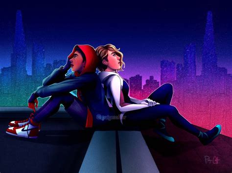 Miles And Gwen By Paigemichael Miles Spiderman Miles Morales