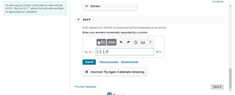 solved constants on level ground a shell is fired with an