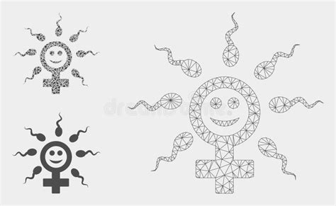 Happy Insemination Vector Mesh Network Model And Triangle Mosaic Icon Stock Vector