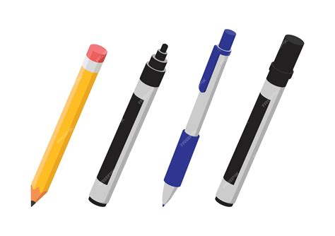 Premium Vector Pens Set Vector Design Pencil Ballpoint Pen And Marker Isometric 3d Style