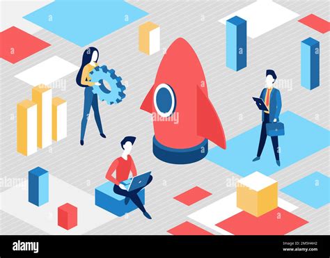 Isometric Business Start Up Concept Project Startup Process Stock