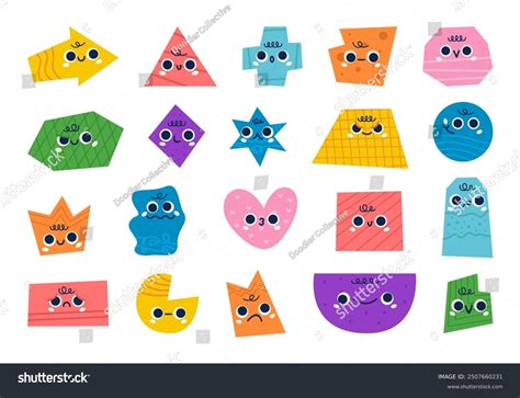 Cute Geometric Shape Faces Element Set Stock Vector Royalty Free