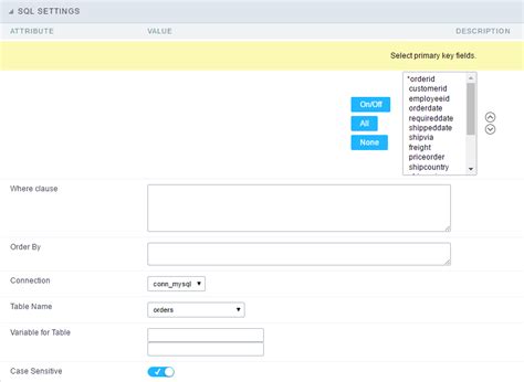 Fom Sql Settings Scriptcase Low Code Documentation