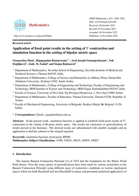 Pdf Application Of Fixed Point Results In The Setting Of F