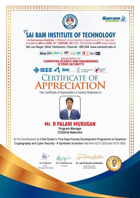 Palani Murugan R On Linkedin Newyear Hope Cheifguest Cybersecurity Quantum Cryptography