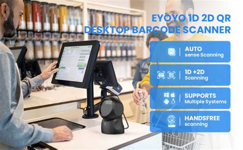 Eyoyo 2d Qr Desktop Barcode Scanner Automatic Sense Scan Omnidirectional Handsfree Barcode