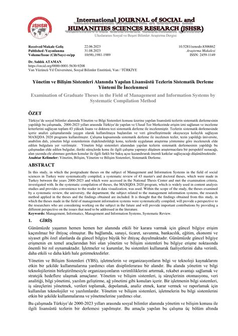 Pdf Examination Of Graduate Theses In The Field Of Management And