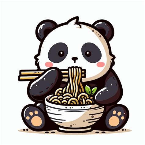 милый мультфильм панды изолирован на белом фоне векторная иллюстрация Премиум Ai