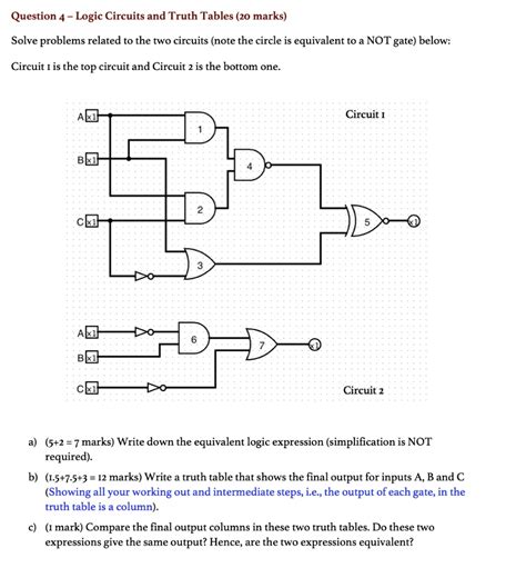 Solved Question 4 Logic Circuits And Truth Tables 20 Marks Solve