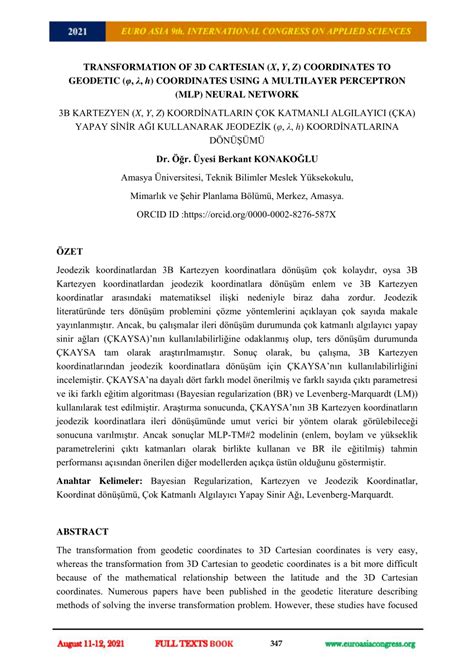 Pdf Transformation Of 3d Cartesian X Y Z Coordinates To Geodetic φ λ H Coordinates