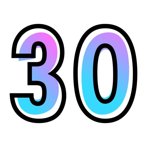 Vector Number 30 With Blue Purple Gradient Color And Black Outline 12744749 Vector Art At Vecteezy