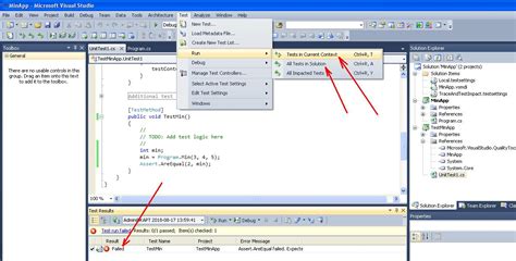 C Console Application Example Of Creating A Unit Test In Ms Visual