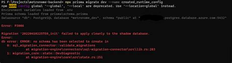 ERROR No Schema Has Been Selected To Create In Issue Prisma Prisma GitHub