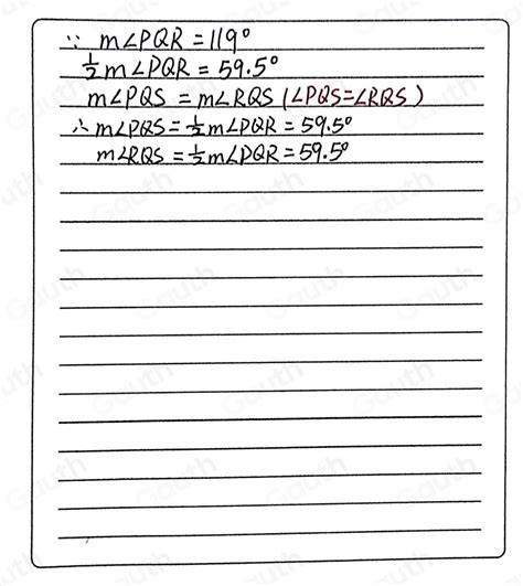 Solved Vector QS Bisects PQR And M PQR Find M PQS And M RQS Algebra