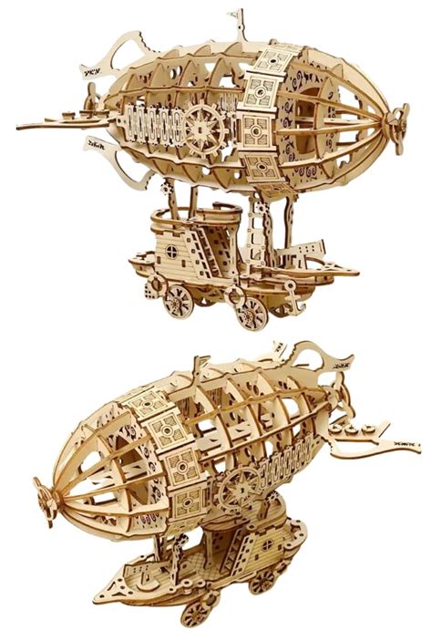 Airship Wooden Kit Retro Zeppelin Diy 3d Wood Puzzle Tin Toy Arcade