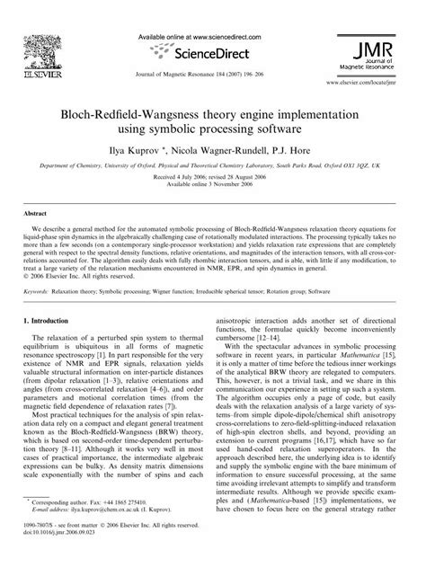 Pdf Bloch Redfield Wangsness Theory Engine Implementation Using