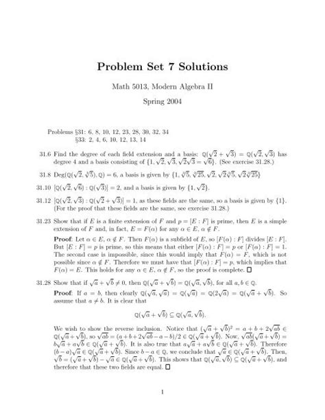 Problem Set 7 Solutions