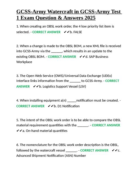 Gcss Army Watercraft In Gcss Army Test 1 Exam Question And Answers 2025 Exams Nursing Docsity Gcss Army Watercraft In Gcss Army Test 1 Exam Question And Answers 2025 Exams Nursing Docsity