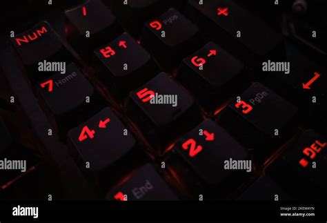 Backlit Keyboard Close Up Black Keys With Illuminated Characters
