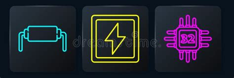 Set Line Resistor Electricity Processor With Microcircuits Cpu And