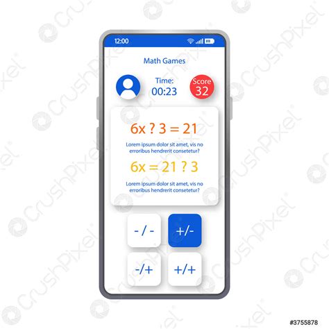 Math Games Smartphone Interface Vector Template Stock Vector 3755878 Crushpixel