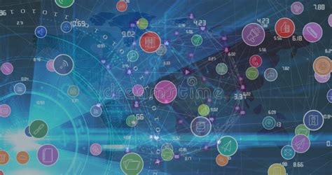 Composite Of Digital Data Processing With Network Of Connections With Icons Stock Illustration