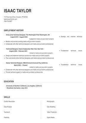 Technical Designer Resume Sample Tips Online Resume Builder