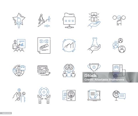 혁신 개요 아이콘 모음입니다 혁신 창의성 발전 참신함 개선 발명 현대화 벡터 및 일러스트레이션 개념 집합입니다 변형 진행 기원 선형 기호 Revolution에 대한 스톡