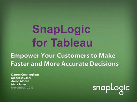 Snaplogic Tableau Cloud Integration Analytics 11052013 Ppt